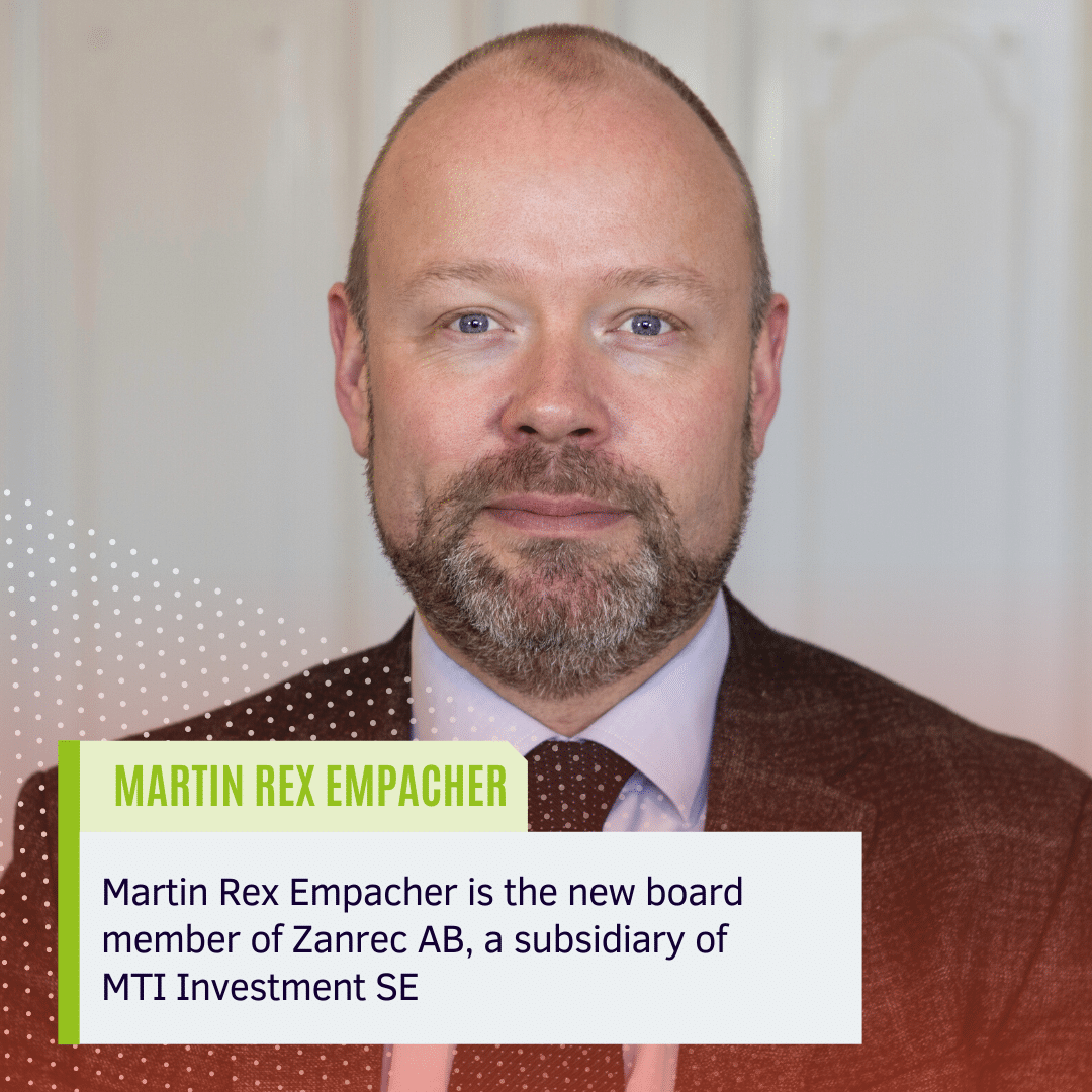 Martin Rex Empacher joins MTI Investment's subsidiary Zanrec AB as new ...